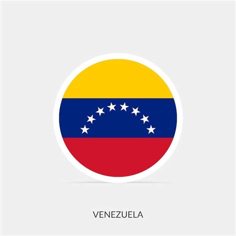 Icono De Bandera Redonda De Venezuela Con Sombra Vector Premium