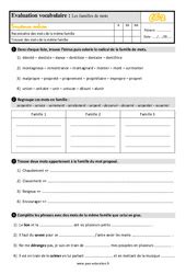 Evaluation Familles De Mots Ce Bilan Et Controle Corrig Pdf