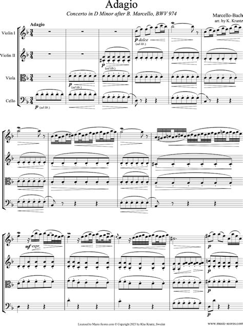 Bach BWV 974 2nd Movement Adagio Of Marcello D Minor Concerto String