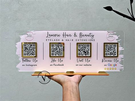 Multi Qr Code Business Instagram Facebook Social Media Sign Etsy India