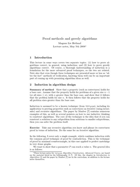 proof methods and greedy algorithms magnus lie hetland lecture notes may 5th 2008 pdf