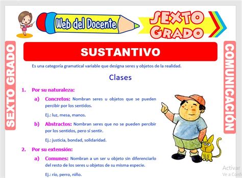 El Sustantivo Y Sus Clases Para Sexto Grado De Primaria GRATIS