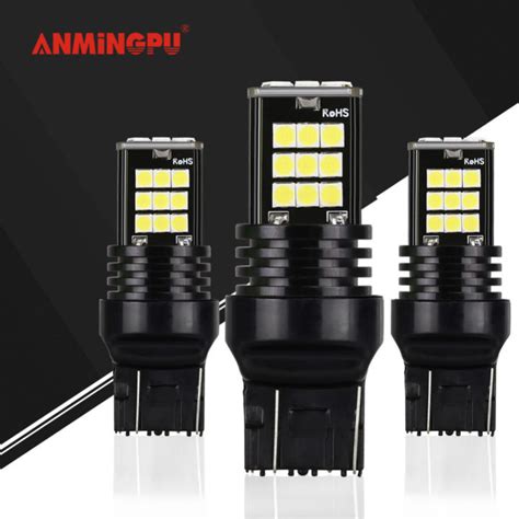 ANMINGPU 2pcs 24 SMD 3030 12V ไฟ LED T20 หลอดไฟ LED 7443 7440 LED W21 5