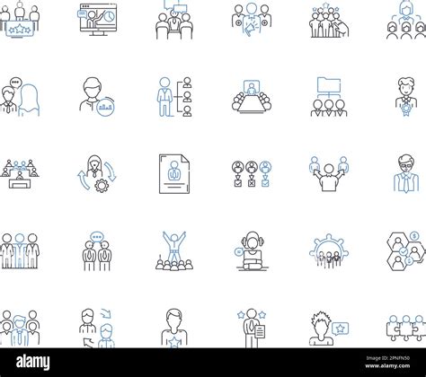 Managerial Supervision Line Icons Collection Leadership Oversight