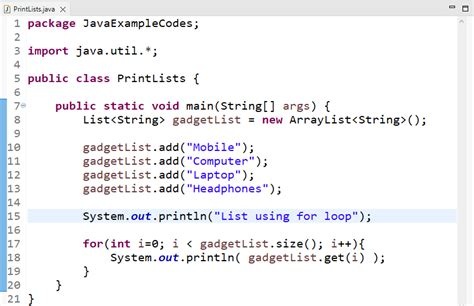how to print a list in java