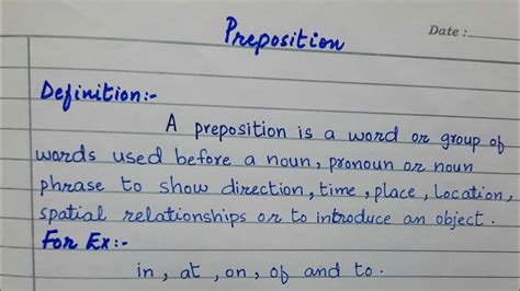 Definition Of Preposition Preposition Definition With Example