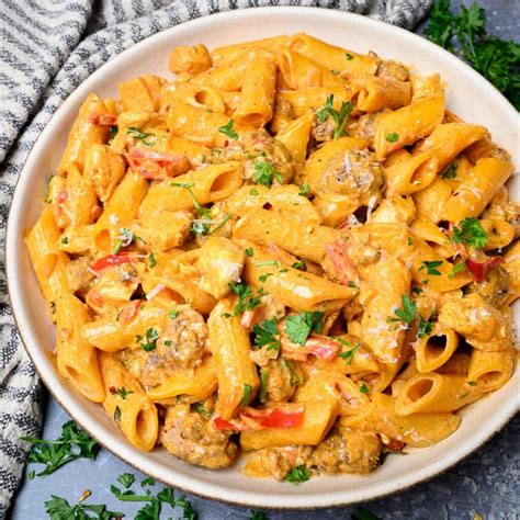Creamy Chicken And Sausage Pasta Skinny Spatula