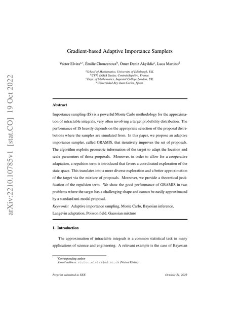 pdf gradient based adaptive importance samplers