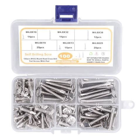 Cikonielf jeu de vis à tête ronde 100 pièces rondelle ronde tête croix