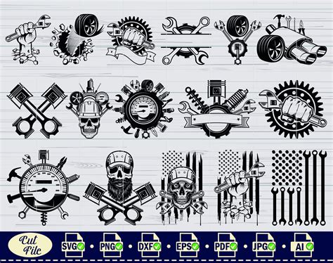 Mechanic Svg Bundle 4 Mechanic Tools Logo Svg US Skull Etsy Canada