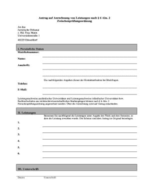 Fillable Online Antrag Auf Anerkennung Von Leistungen Nach 6 Abs Fax