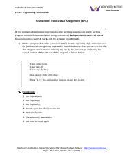 Programming Fundamentals Assignment 2022 SEM2 Docx Bachelor Of