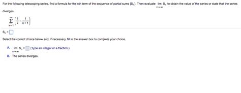 solved for the following telescoping series find a formula