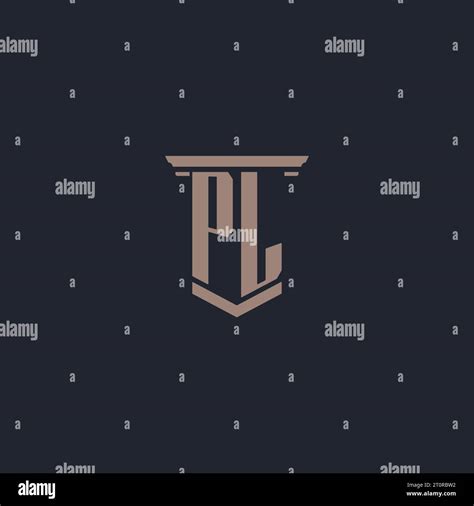 PL Initial Monogram Logo With Pillar Style Design Stock Vector Image