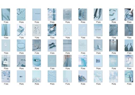 Light Blue Aesthetic Photo Collage Baby Blue Wall Collage Etsy