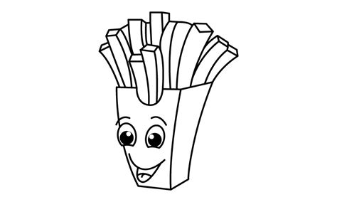 Funny French Fries Cartoon Coloring Page Graphic By Ningsihagustin426