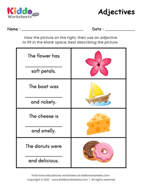 Adjectives List Free Worksheet Adjectiveworksheets Net