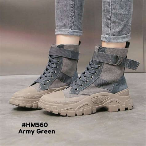 Jual Sepatu Boots Wanita Cantik Bagus Keren Bahan Pu Nyaman Kekinian