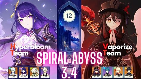 Spiral Abyss 3 4 C2 RAIDEN Hyperbloom C1 Hu Tao Vape Floor 12
