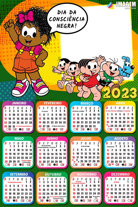 Calendário 2023 Consciência Negra Turma da Mônica PNG Imagem Legal