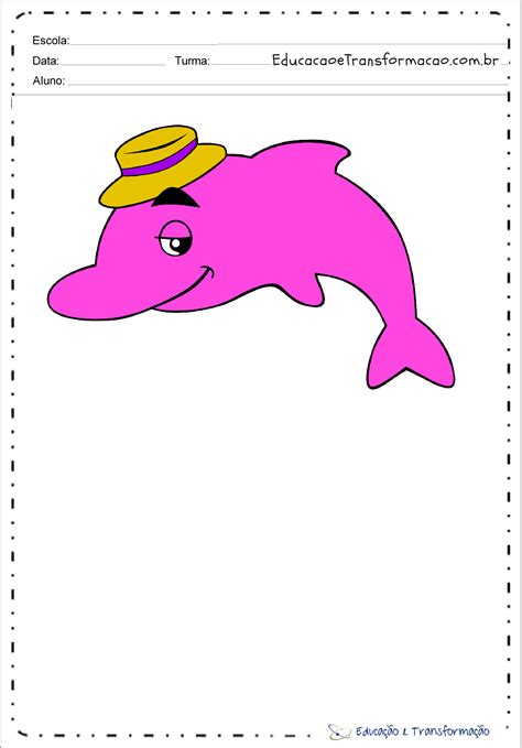 Desenhos do Boto cor de rosa colorido Educação e Transformação