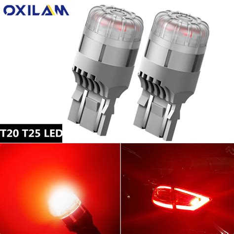 OXILAM 2Pcs 7443 T20 W21 5W WY21W Led 자동차 전구 브레이크 라이트 혼다 마쓰다 포드 3157