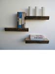 Bark Floating Shelf Walnut Bright Blue Living