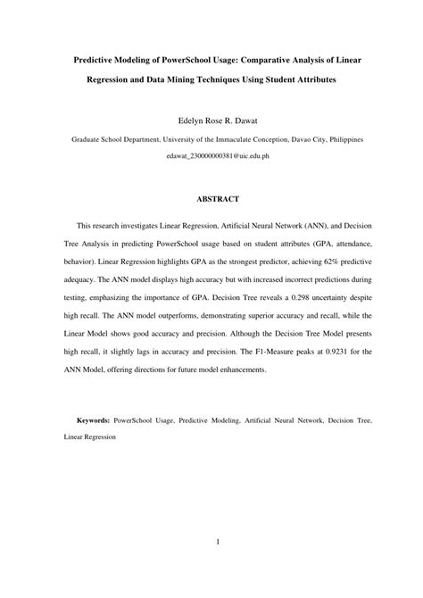 pdf predictive modeling of powerschool usage comparative analysis of linear regression and