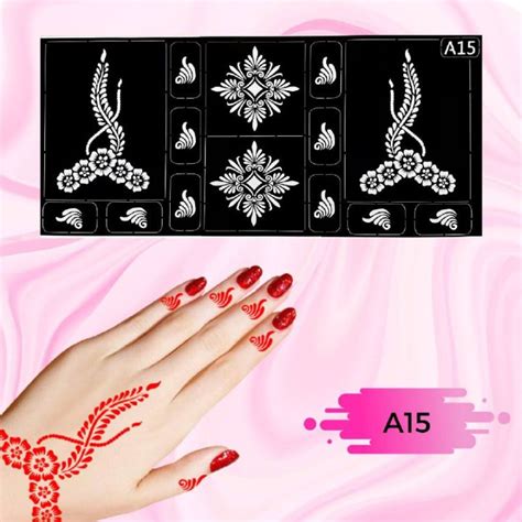 Sticker Inai Henna Stencil Sticker Henna Mehndi Stencil A15