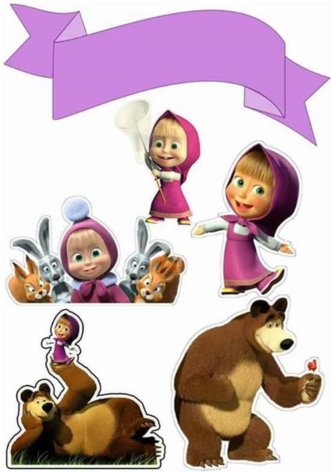 Masha Y El Oso Toppers Para Tartas Tortas Pasteles Bizcochos O