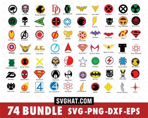 Marvel Superhero Icons Avengers Superheroes SVG Bundle Files For Cricut