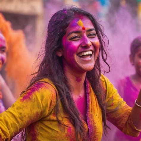 Premium Photo Indian Girl Celebrating Holi Festival
