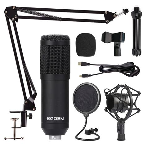 Kit Microfone Condensador BM800 USB Estúdio Profissional Preto para