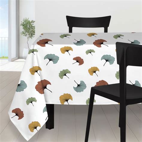 Nappe carrée anti tâches 180x180 cm GINKGO par Soleil d Ocre