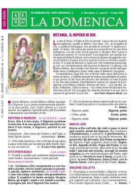 XVI DOMENICA DEL TEMPO ORDINARIO C La Domenica