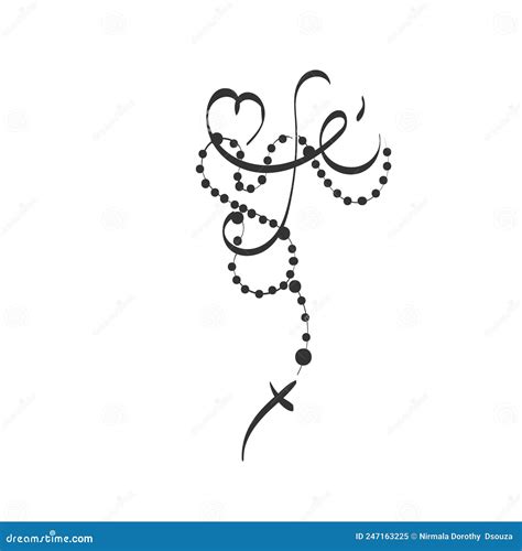 Diseño De Cuentas De Rosario Cristiano Con Cruz Sagrada Stock de