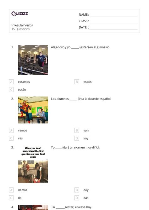 Irregular Verbs Worksheets For Th Grade On Quizizz Free Printable