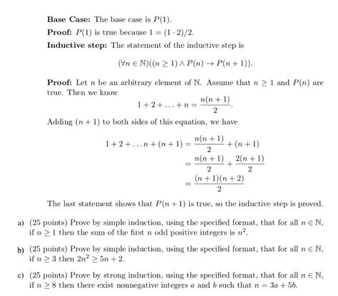 Solved In Each Of The Proofs By Induction In Parts A B Chegg