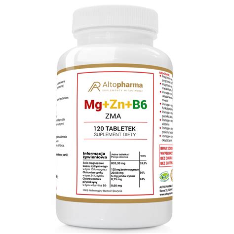 Magnez Cynk B6 ZMA Mega Dawka PRODUKT WEGE 120 Tabletek AltoPharma
