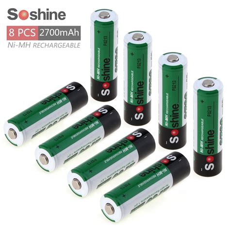 Pcs Soshine V Aa Ni Mh Nimh Battery Mah High Capacity Aa