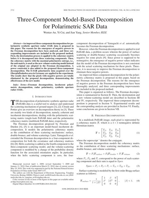 pdf three component model based decomposition for polarimetric sar data
