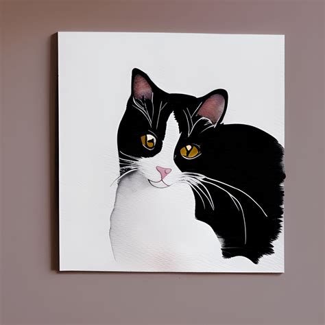 Tuxedo Cat Watercolor Signage Creative Fabrica