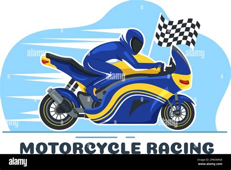 Motorcycle Racing Championship On The Racetrack Illustration With Racer
