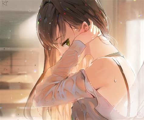 Sad Anime Girl With Brown Hair