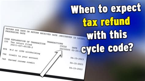 When Will You Get Tax Refund With Cycle Code On Your Irs
