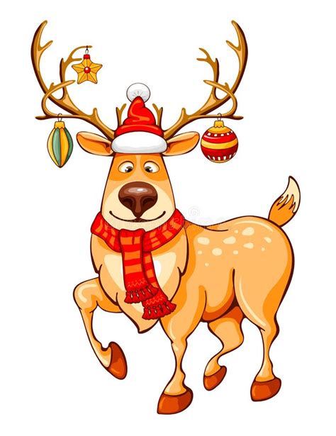 Rena Dos Desenhos Animados Do Feliz Natal Ilustração do Vetor