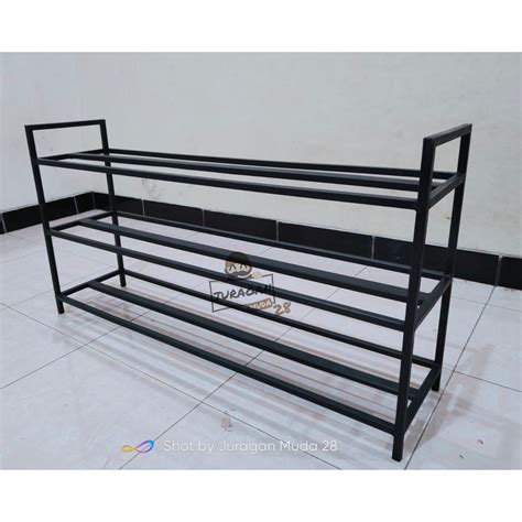 Jual Rak Sepatu Besi Susun 3 Serbaguna Versi Panjang 100 Cm Shopee