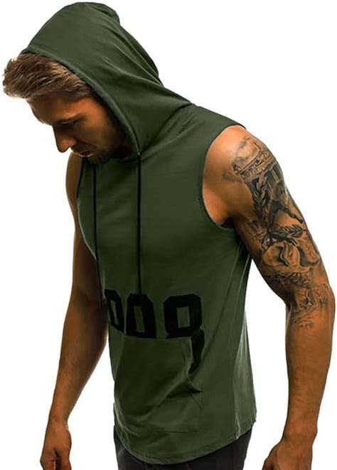 Herren Tank Top mit Kapuze Classic Ärmellos Sport Fitness Unterhemden