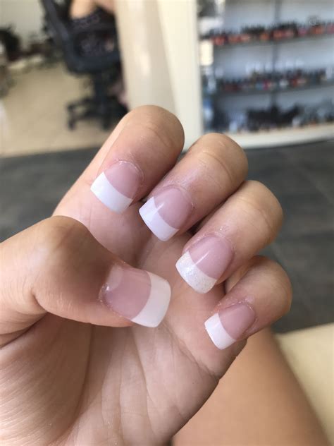 NOT LIKE THIS French Acrylic Nails Prom Nails French Short Square
