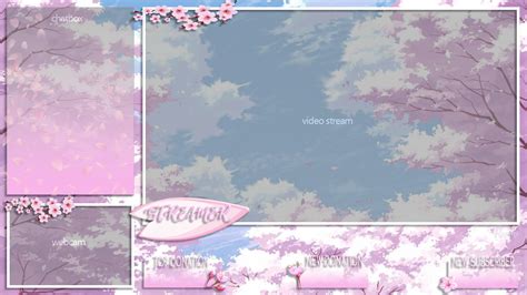 Twitch Stream Overlays Sakura Sky Animated Screens Butterfly Aesthetic